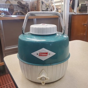 1960s, Made in the USA, Rustic Coleman Turquoise Blue and White Cooler ...