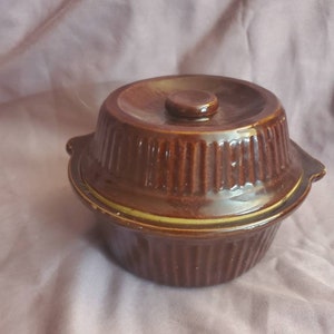 Dark Brown Pottery, Single Serving Baking or Casserole Dish With Lid, 2 ...