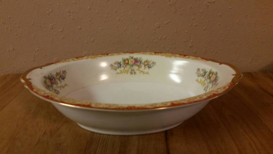 Made in Japan Fine China Kikusui Oval Vegetable Cream and White Serving ...