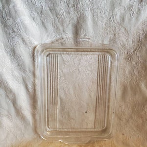 Clear Glass, Ribbed Pyrex Leftover Lid, Flat Rectangular Lid With Chip ...