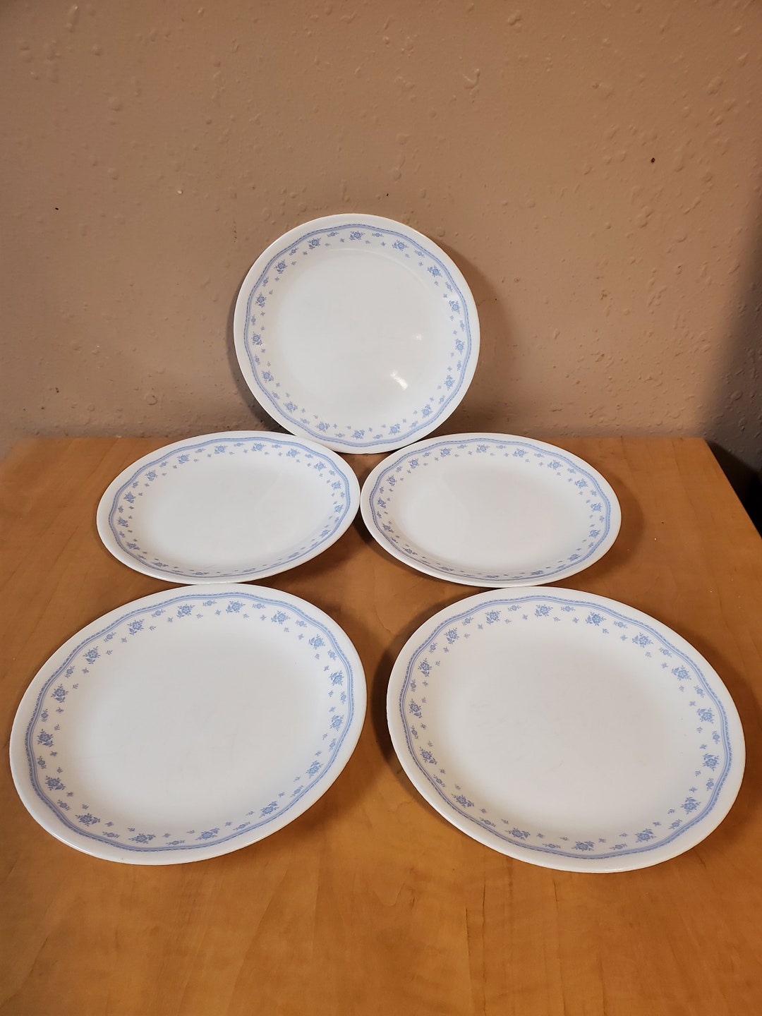 Set of 5, Corelle Dishes, Morning Blue Pattern, 8.5 Inch Luncheon ...