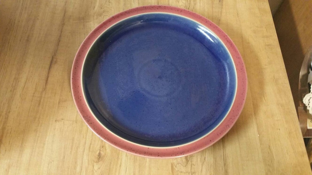 Denby Harlequin Blue and Red 10.20 Inch Dinner Serving Plate Vintage ...