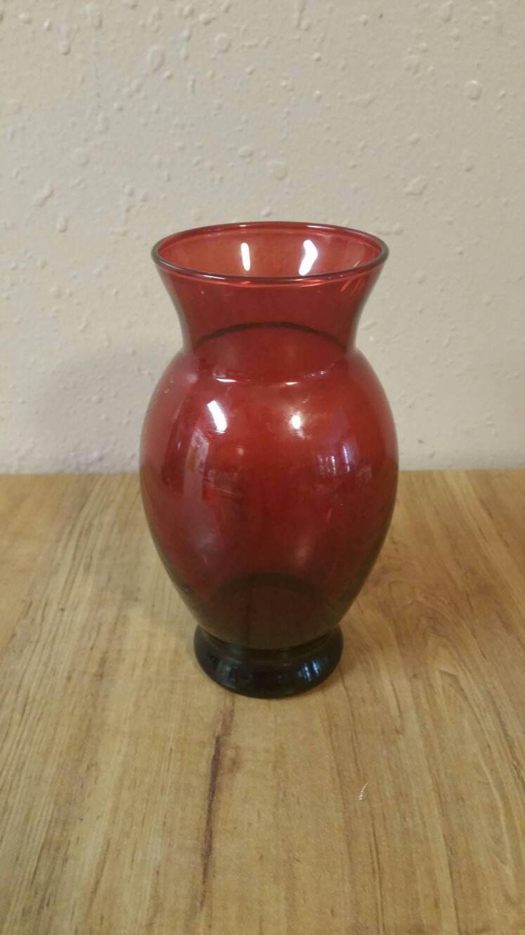 Anchor Hocking Royal Ruby or Ruby Red Bulbous Style Glass Vase Vintage ...