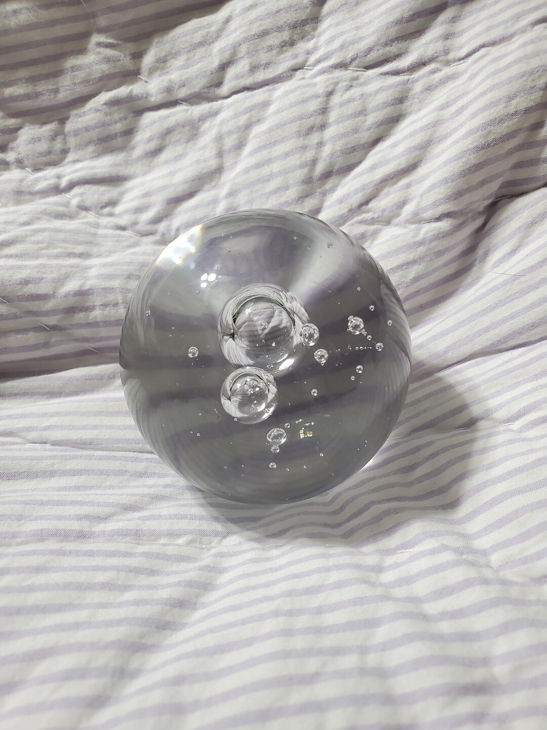 Clear Round Bubble Glass Paperweight, Vintage Home Decor, Desk ...