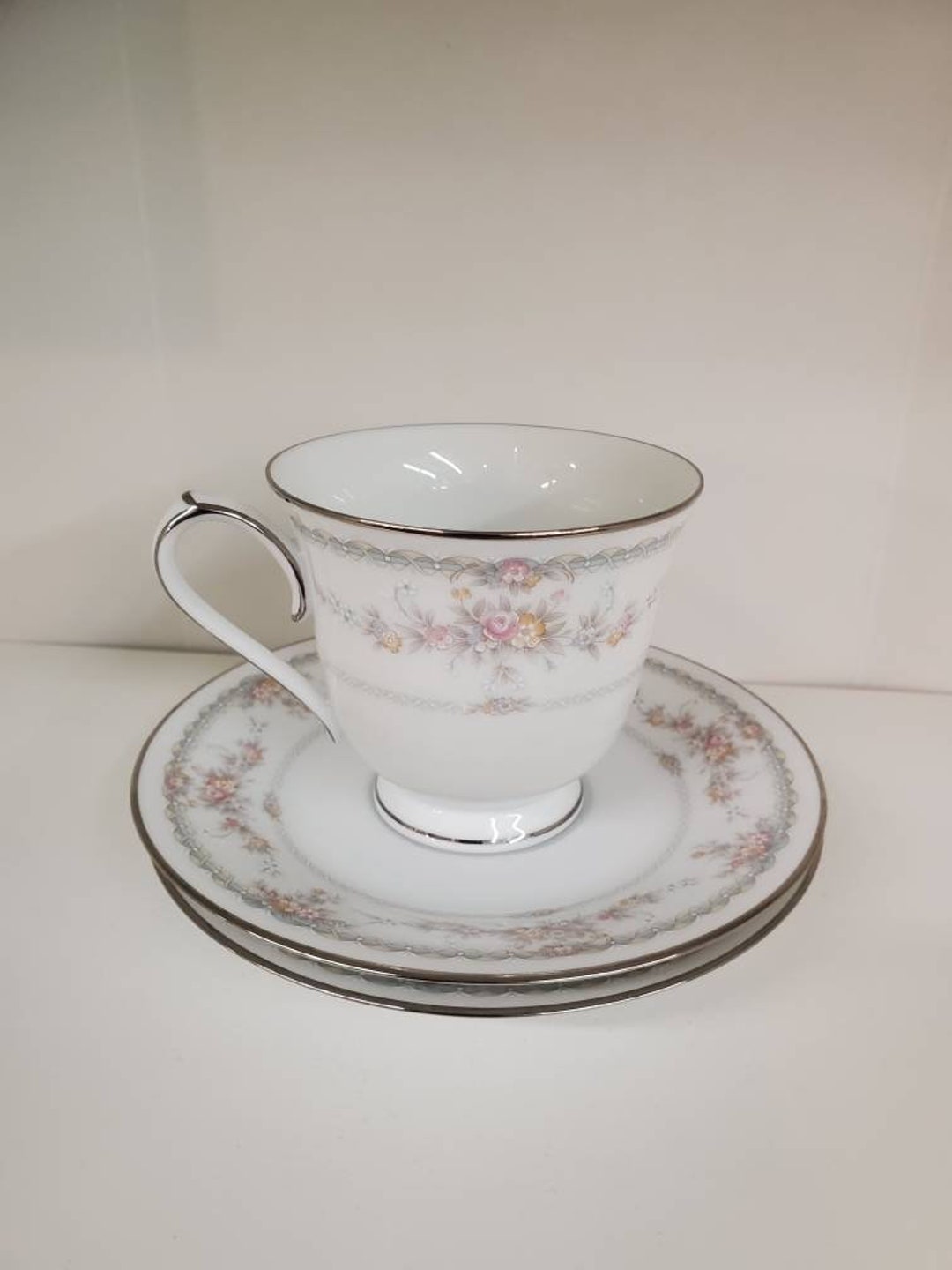 Noritake Veranda, Foot Cup and 2 Saucer Set, 3 Piece Set, Remembrace Ii ...