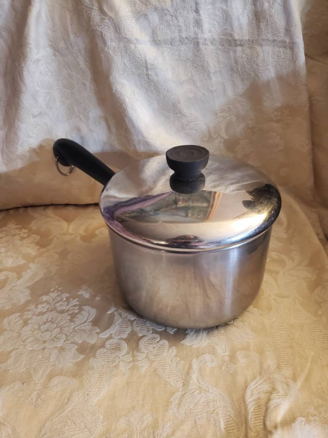 Older and Aged Revere Ware, 3 Quart Sauce Pan, Chrome Cooking Pot With ...