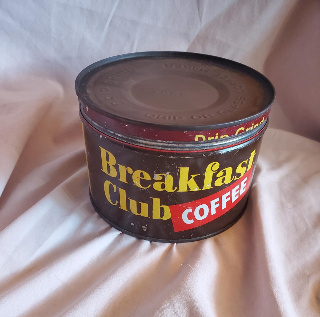 Breakfast Club Coffee Round Coffee Tin, Rustic Home Decor, Aged ...