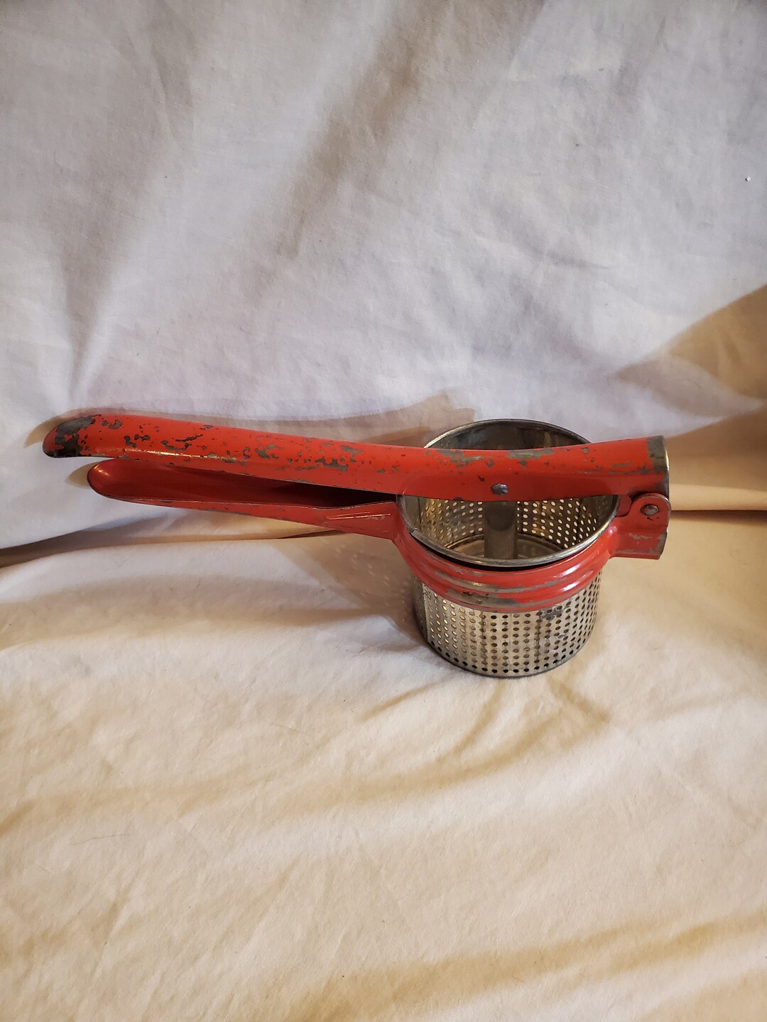 Rustic Red and Metal Potato Ricer Kitchen Cooking Tool, Farmhouse ...