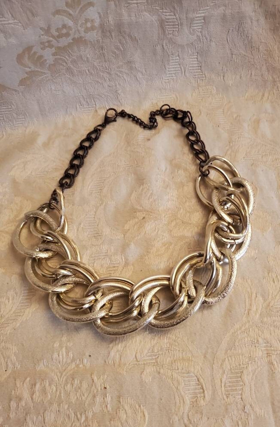 Dual Strand, 23 Inch Curb Style, Metal Chain Necklace, Gold and Black ...