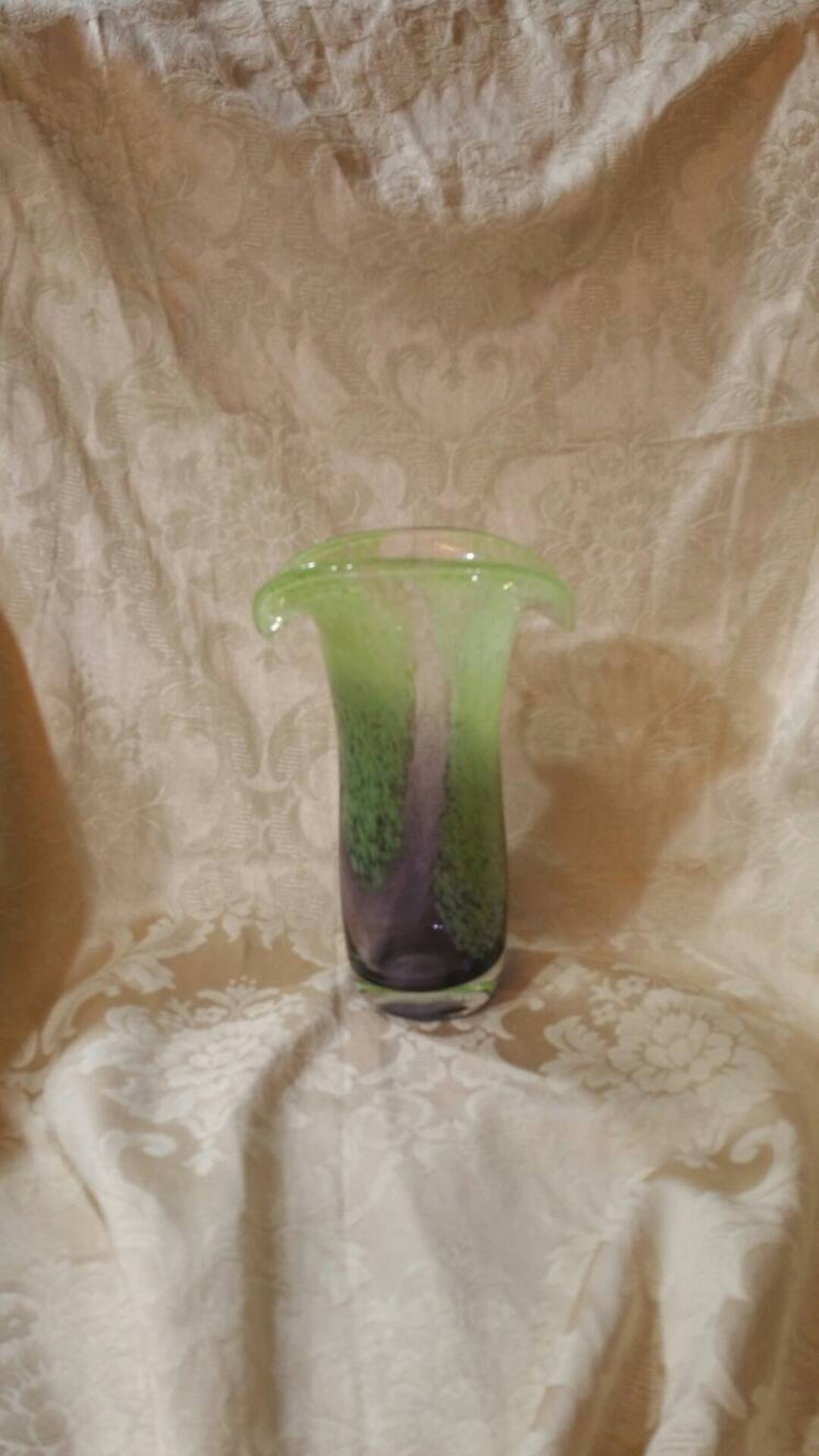 Beautiful Hand Blown, Teleflora Art Glass Heavy Purple and Lime Green ...