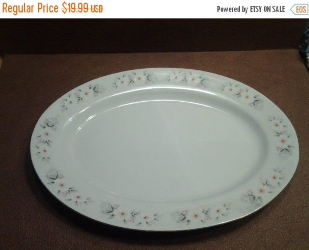 Cottage Style White Daisy Made in China Oval Serving Platter Vintage ...