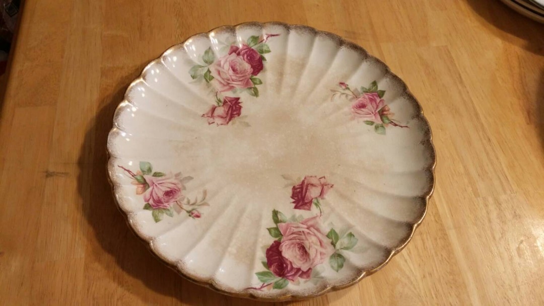 1930s Warwick China 12 Inch Plate or Platter With Ruffled Gold Edges ...