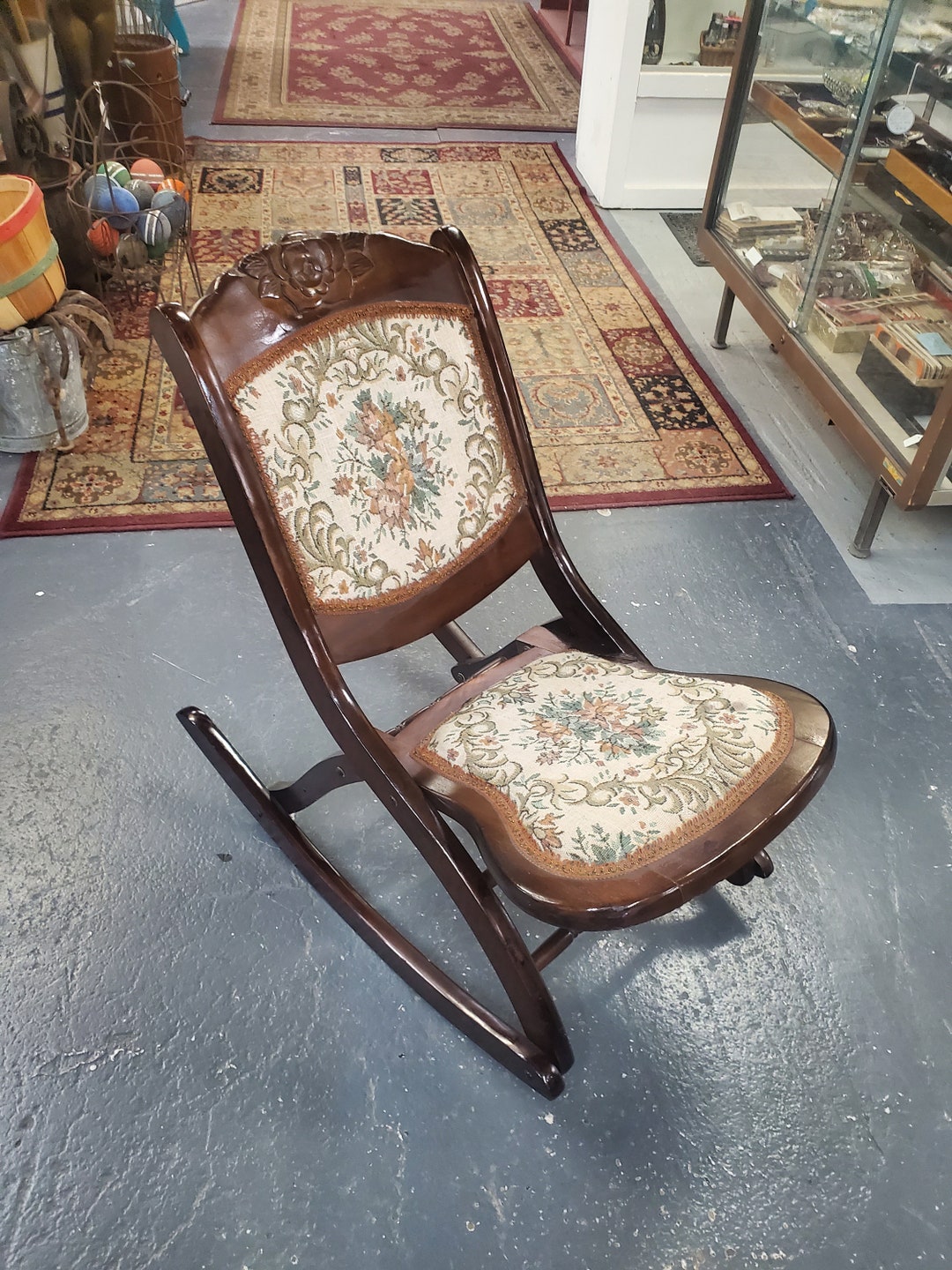 Well Loved Vintage 1920's , Folding, Cherry Wood Rocking Chair With ...