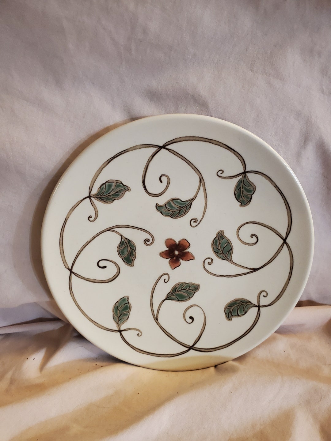 Pfaltzgraff Mission Flower 8.25 Inch Salad Plate, Rust Band, White ...