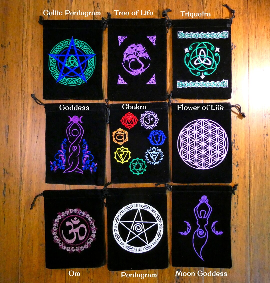 Embroidered Velvet Pouches - Tarot Bag, Tarot Pouch, Crystal Bag ...