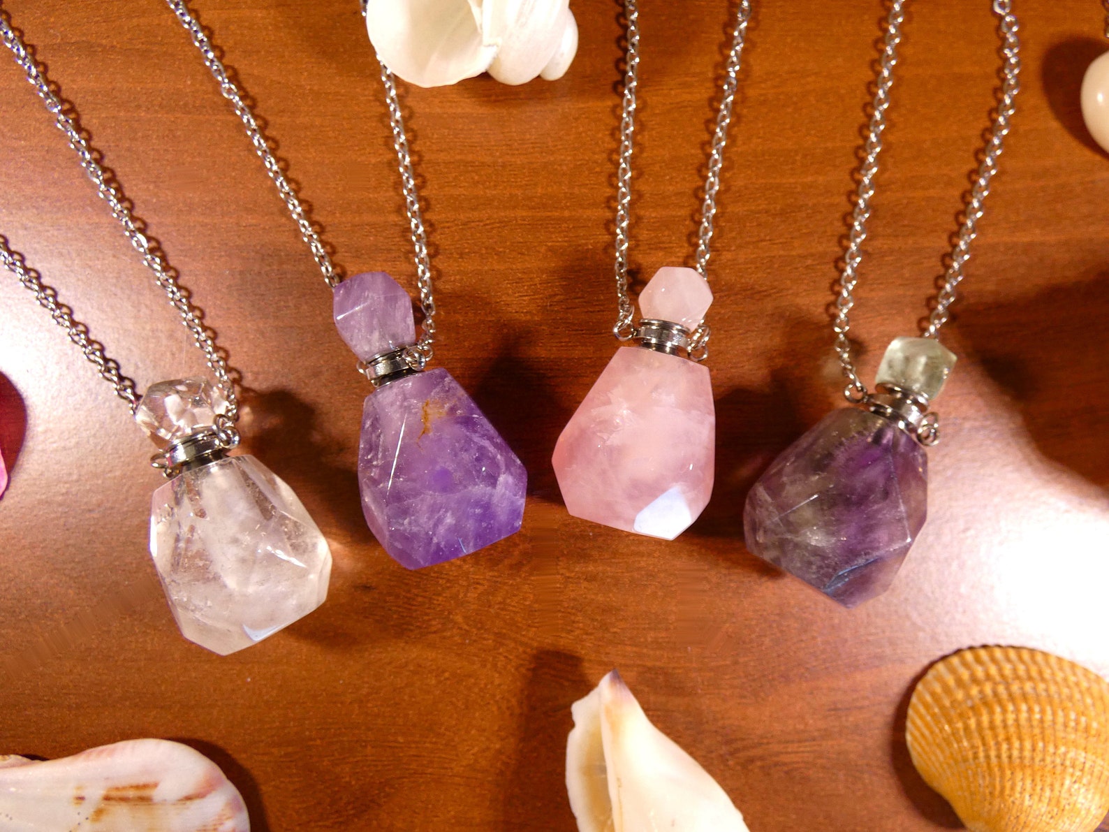 Gemstone Perfume Bottle Necklaces Your Choice - Perfume Bottle, Perfume ...