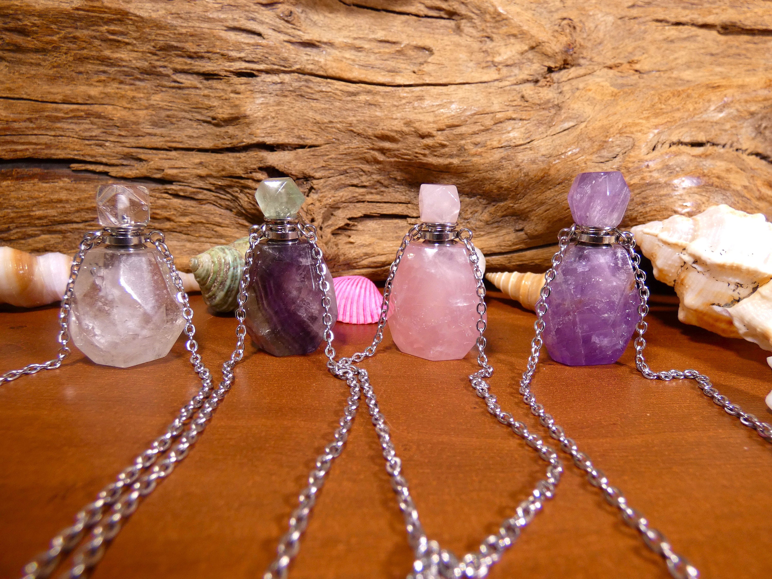 Gemstone Perfume Bottle Necklaces Your Choice Perfume | Etsy