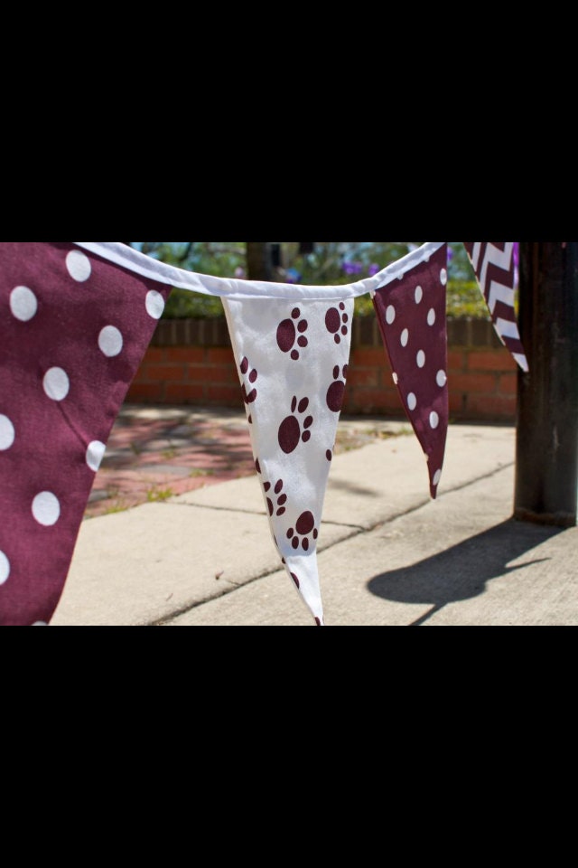 Fabric banner Maroon and white go state | Etsy