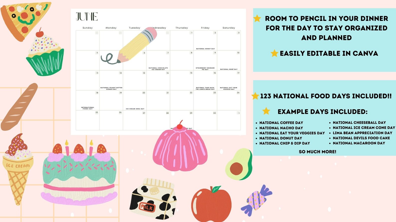 The Ultimate Foodie Calendar - Monthly Blank Calendar for Dinner Meal ...