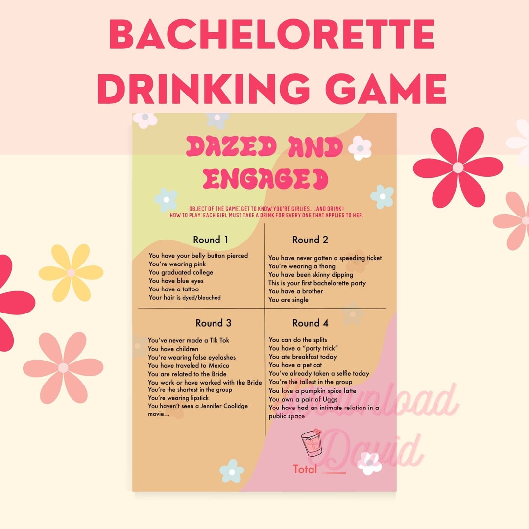 Dazed and Engaged Bachelorette Party Game - Groovy Themed Downloadable ...