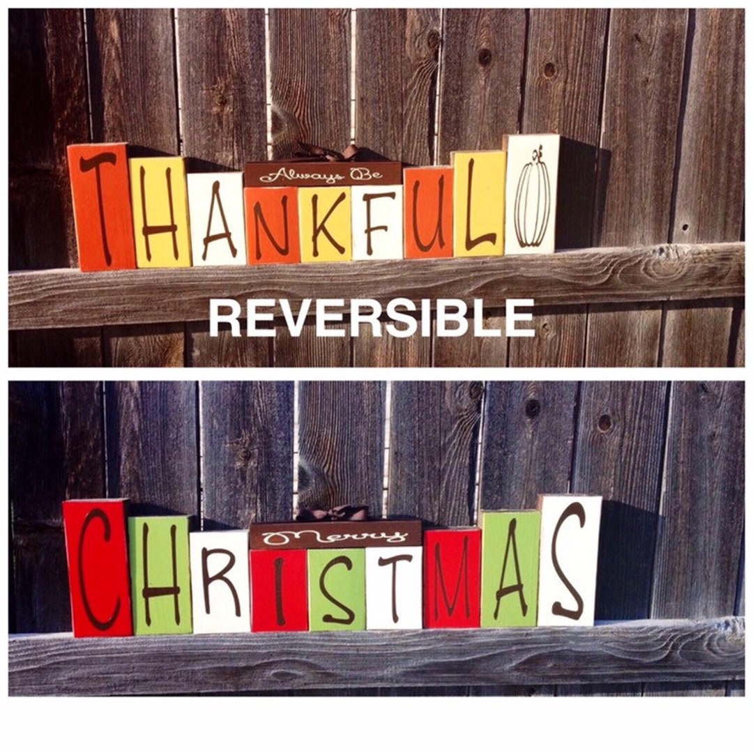 Merry Christmas Reverses With Always Be Thankful Reversible - Etsy