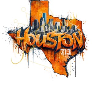 Houston Digital Art T-shirt Design - Etsy