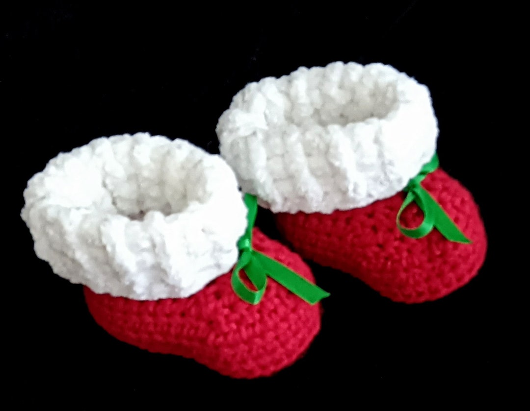 Red Christmas Holiday Baby Booties - Etsy