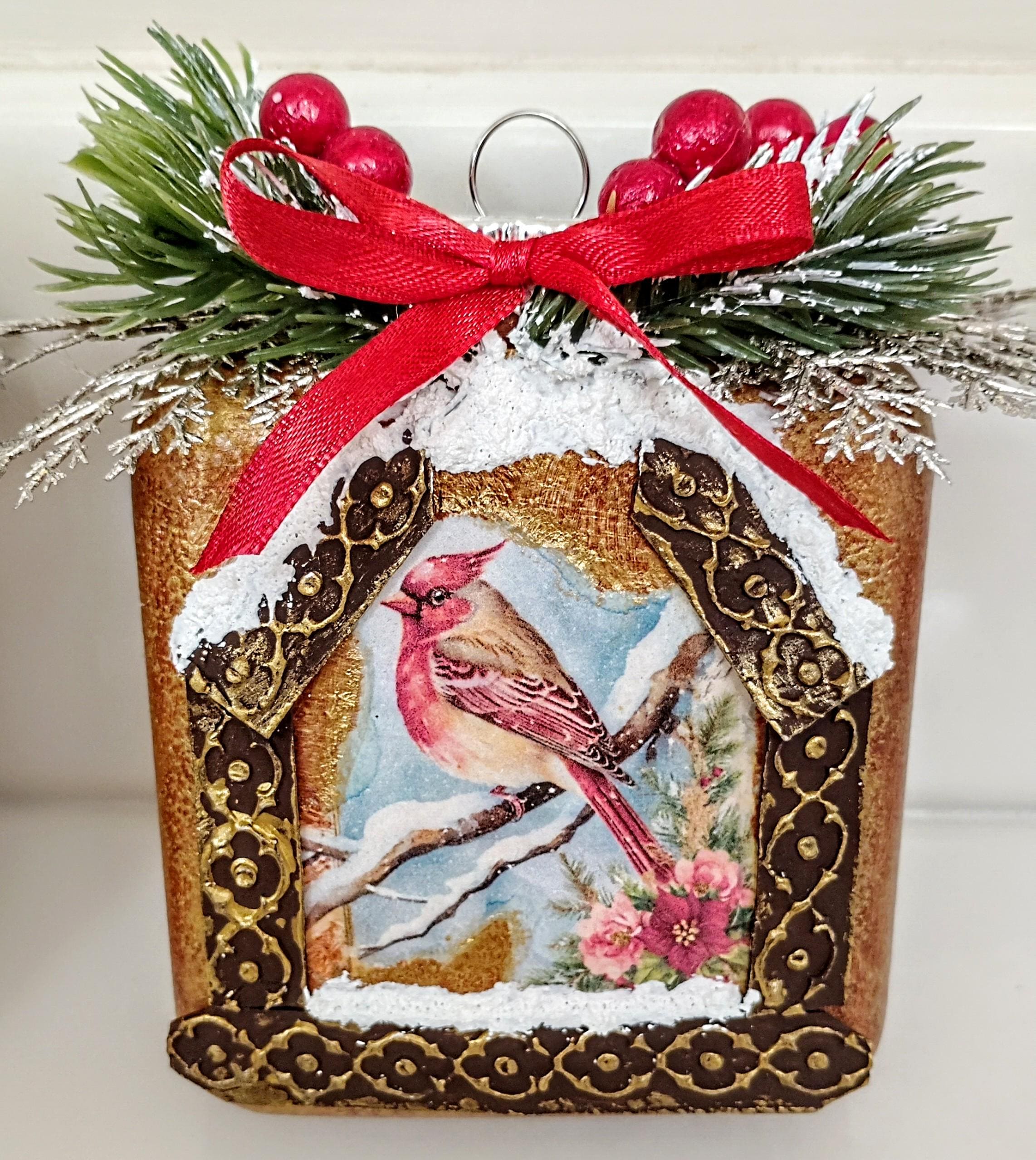 Victorian Style Handmade Cardinal and Bluebird Ornament Set - Etsy