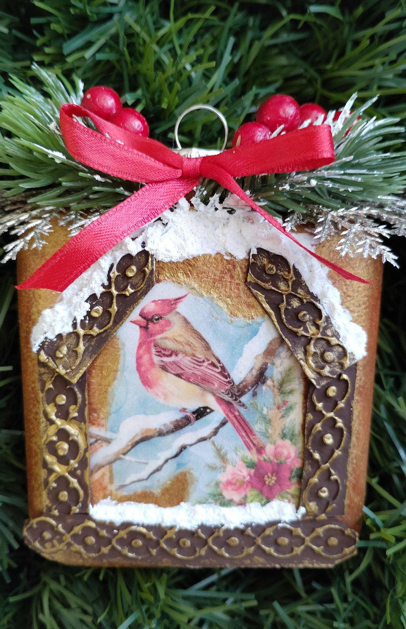 Victorian Style Handmade Cardinal and Bluebird Ornament Set - Etsy