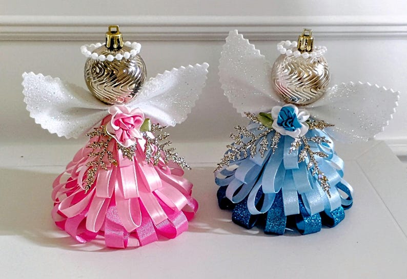 Victorian Style Angel Ornament Set of 3, Pink, Purple and Blue - Etsy