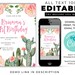 Floral Cactus Birthday Party Invitation Template, Editable Fiesta Party ...