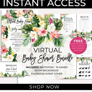 Virtual Baby Shower Bundle, Virtual Baby Shower Invitation, Virtual ...