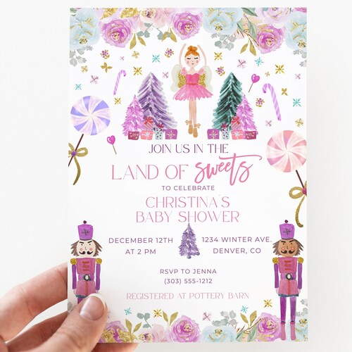 Pink Nutcracker Birthday Invitation Christmas Birthday Invite - Etsy