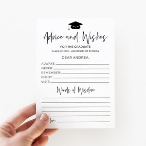 Printable Graduation Advice Cards, Advice and Wishes for the Graduate ...
