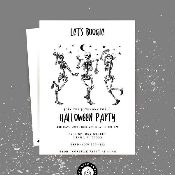 Dancing Skeleton Invitation - Etsy