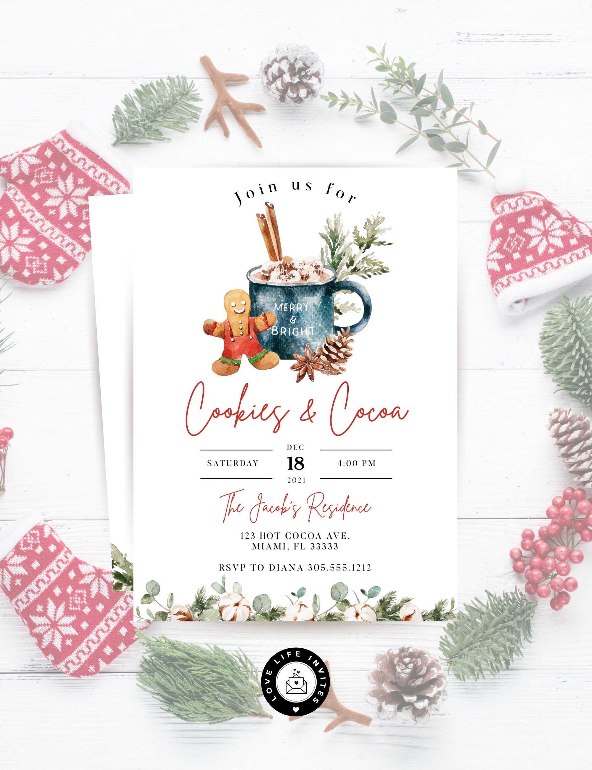 Editable Cookies and Cocoa Invitation Hot Cocoa Party Invite Hot ...
