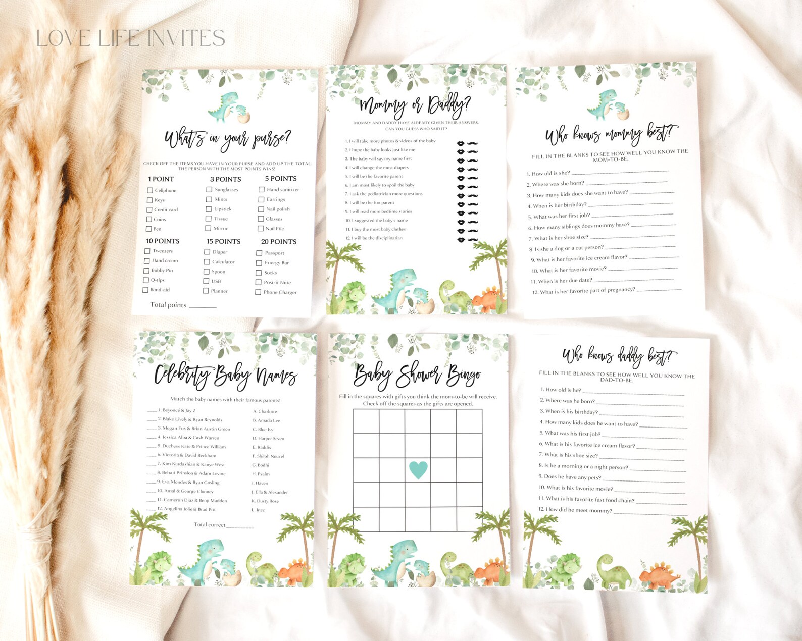 Dinosaur Baby Shower Games Bundle Dino Baby Shower Games - Etsy