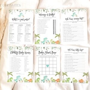 Dinosaur Baby Shower Games Bundle, Dino Baby Shower Games, Baby ...