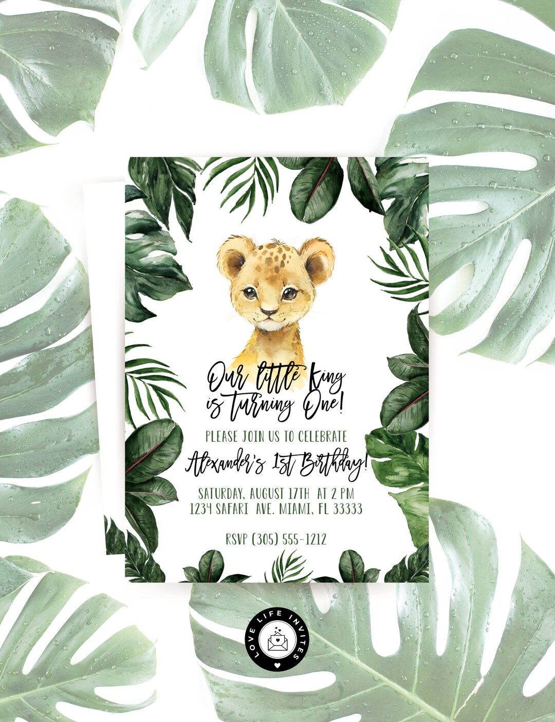 Lion Birthday Party Invitation, Safari Birthday Invite, Lion King Party ...