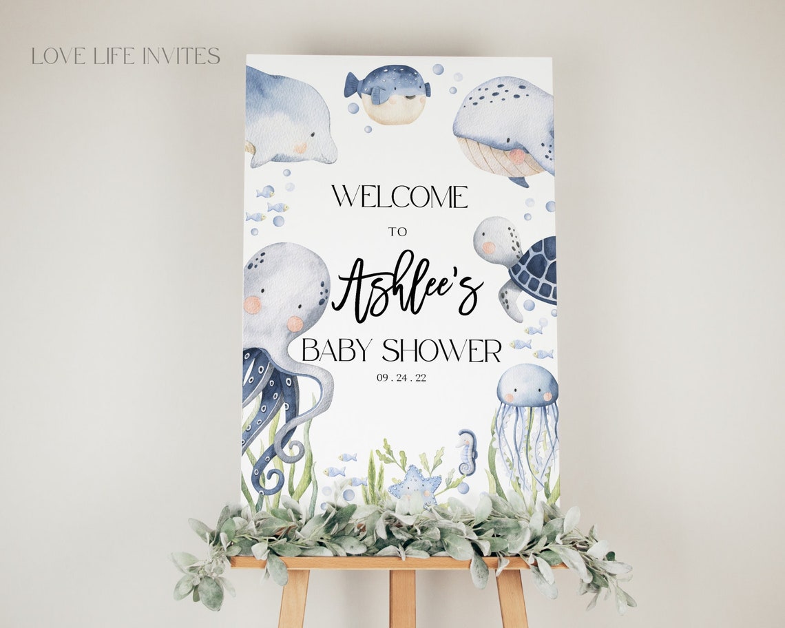 Under the Sea Baby Shower Welcome Sign Beach Baby Shower - Etsy