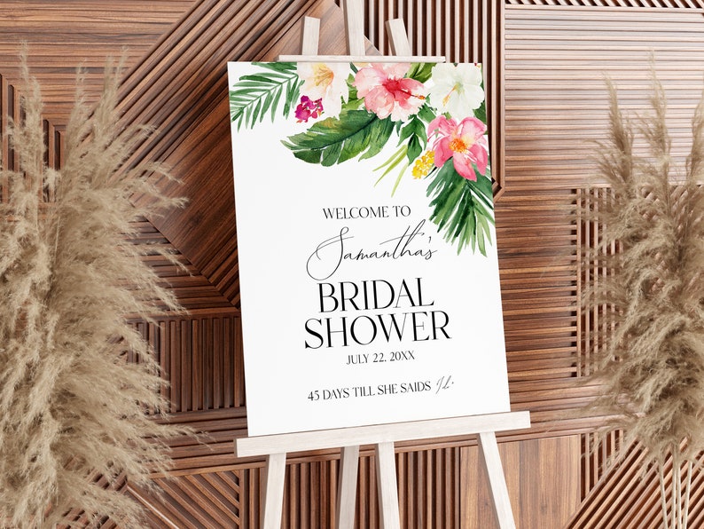 Tropical Bridal Shower Welcome Sign Floral Bridal Shower Etsy