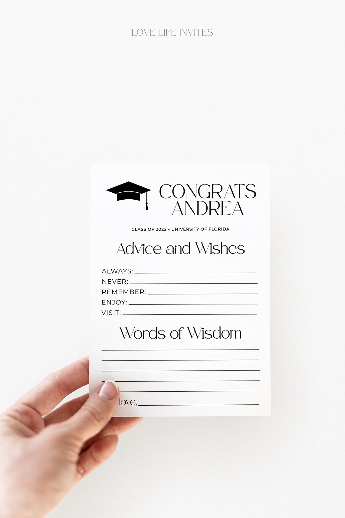 Graduation Advice Card Wishes and Advice for the Graduate - Etsy