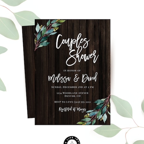 Rustic Couples Shower Invitation Printable Wedding Templates | Etsy