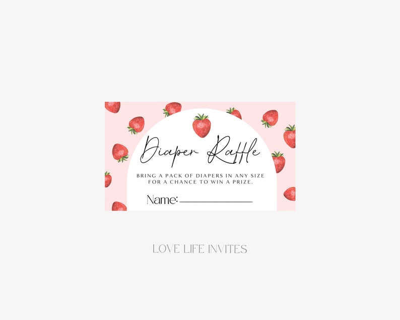 Strawberry Baby Shower Diaper Raffle, Strawberries Baby Shower Diaper ...