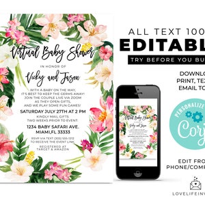 Virtual Baby Shower Bundle, Virtual Baby Shower Invitation, Virtual ...