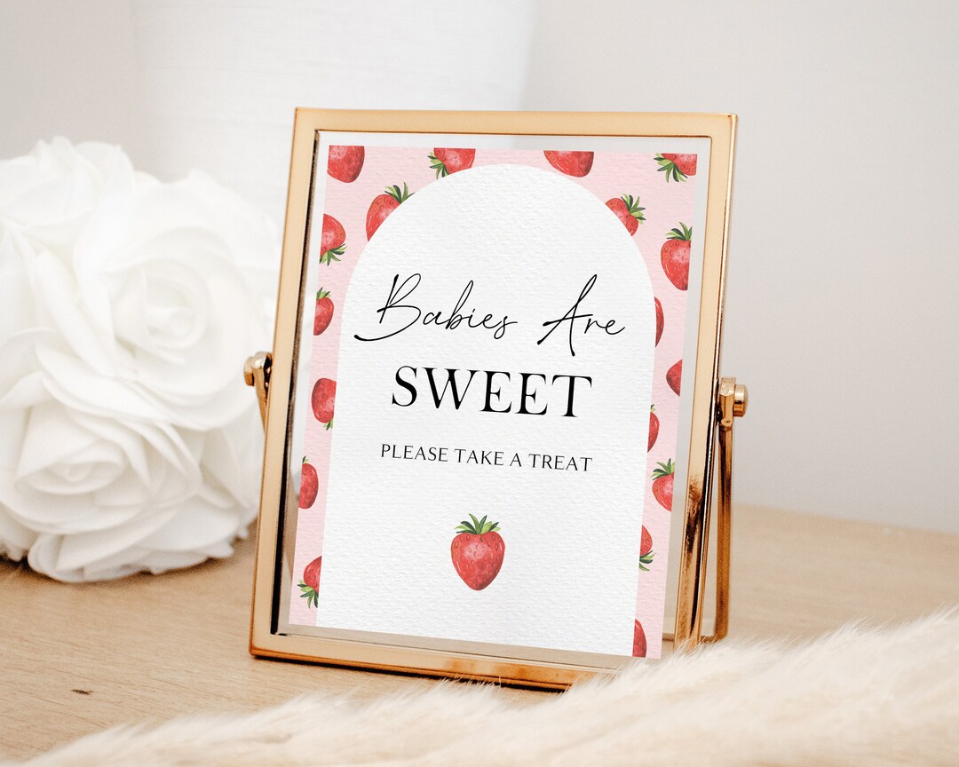 Strawberry Baby Shower Sign, Berry Sweet Baby Shower Babies Are Sweet ...