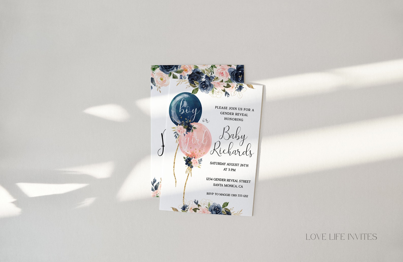 Gender Reveal Invitation Gender Reveal Invite Floral Gender - Etsy