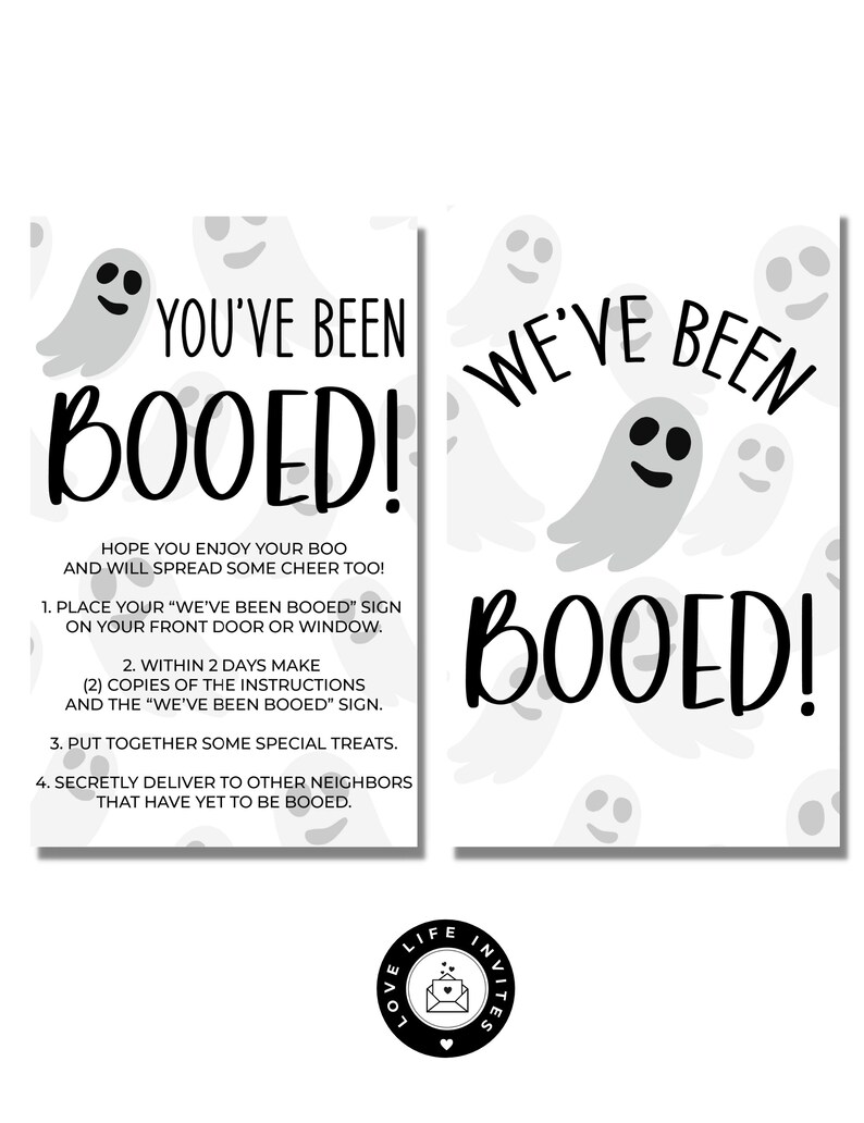 Booed Signs Printable Booed Signs We've Been Booed - Etsy