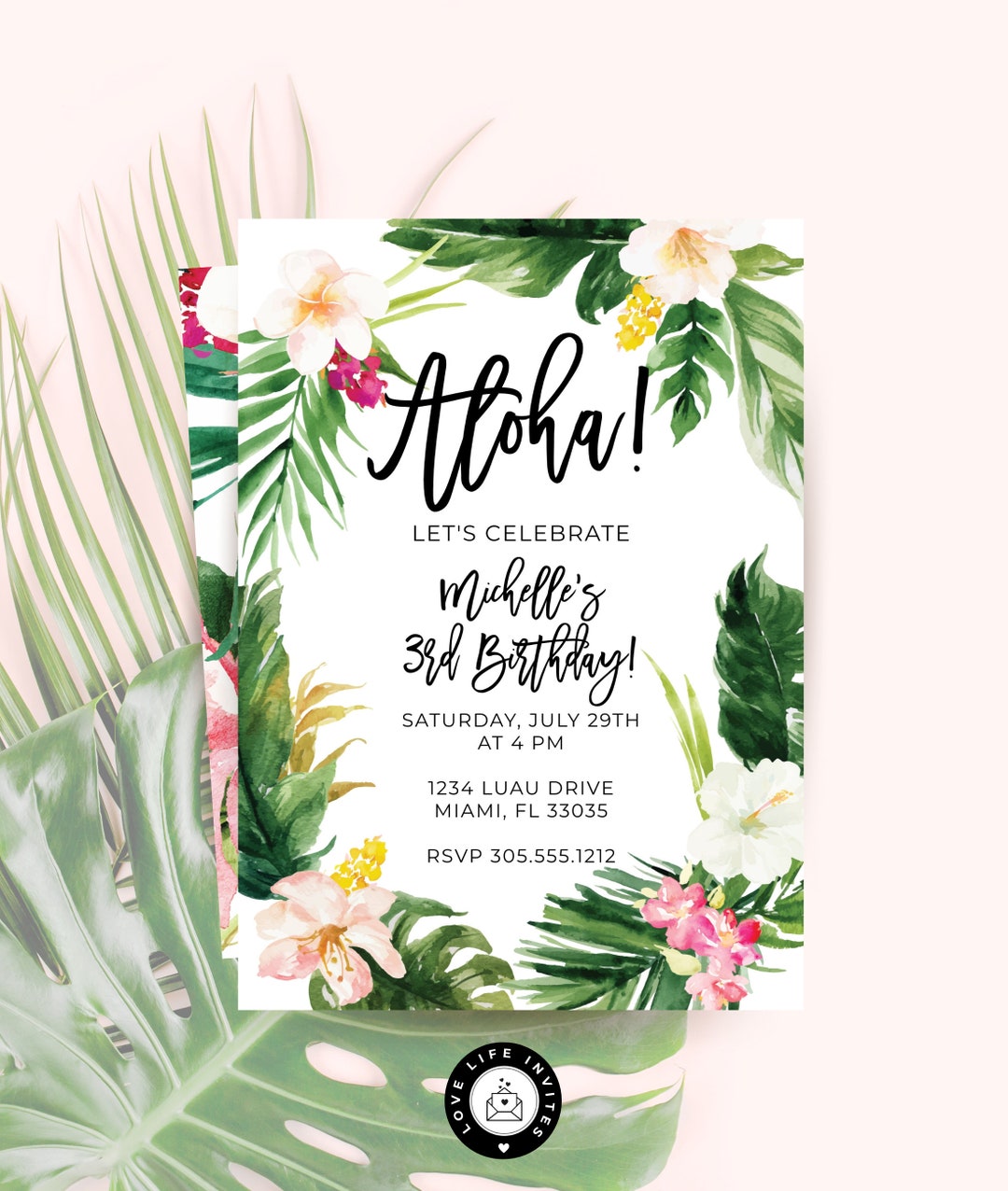 Tropical Birthday Invitation, Tropical Party, Luau Invitation, Tropical ...