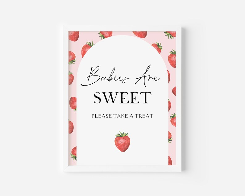 Strawberry Baby Shower Sign, Berry Sweet Baby Shower Babies Are Sweet ...